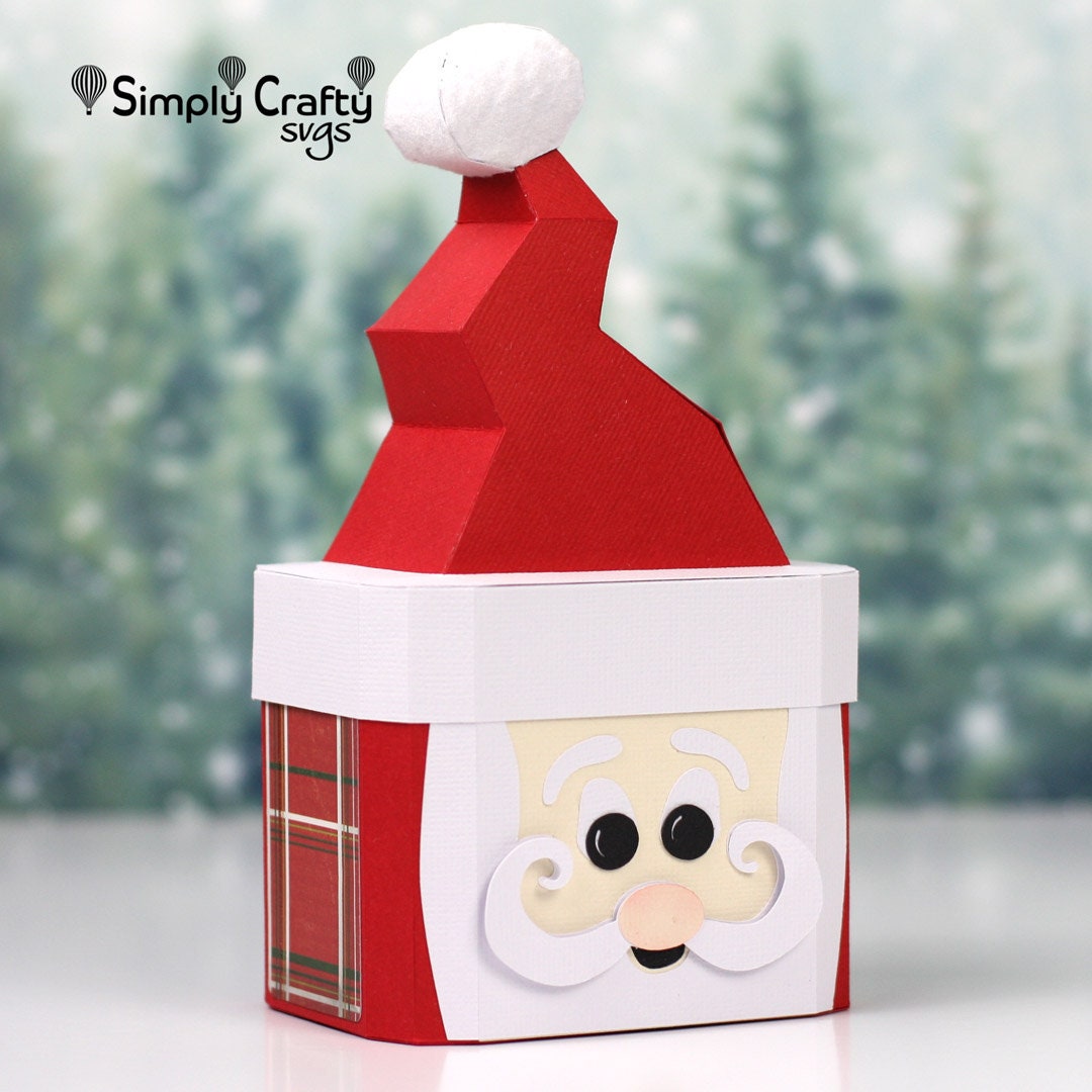 Santa Hat Box SVG. 3D Christmas SVG. 3D Santa Hat Box. DIY Christmas ...
