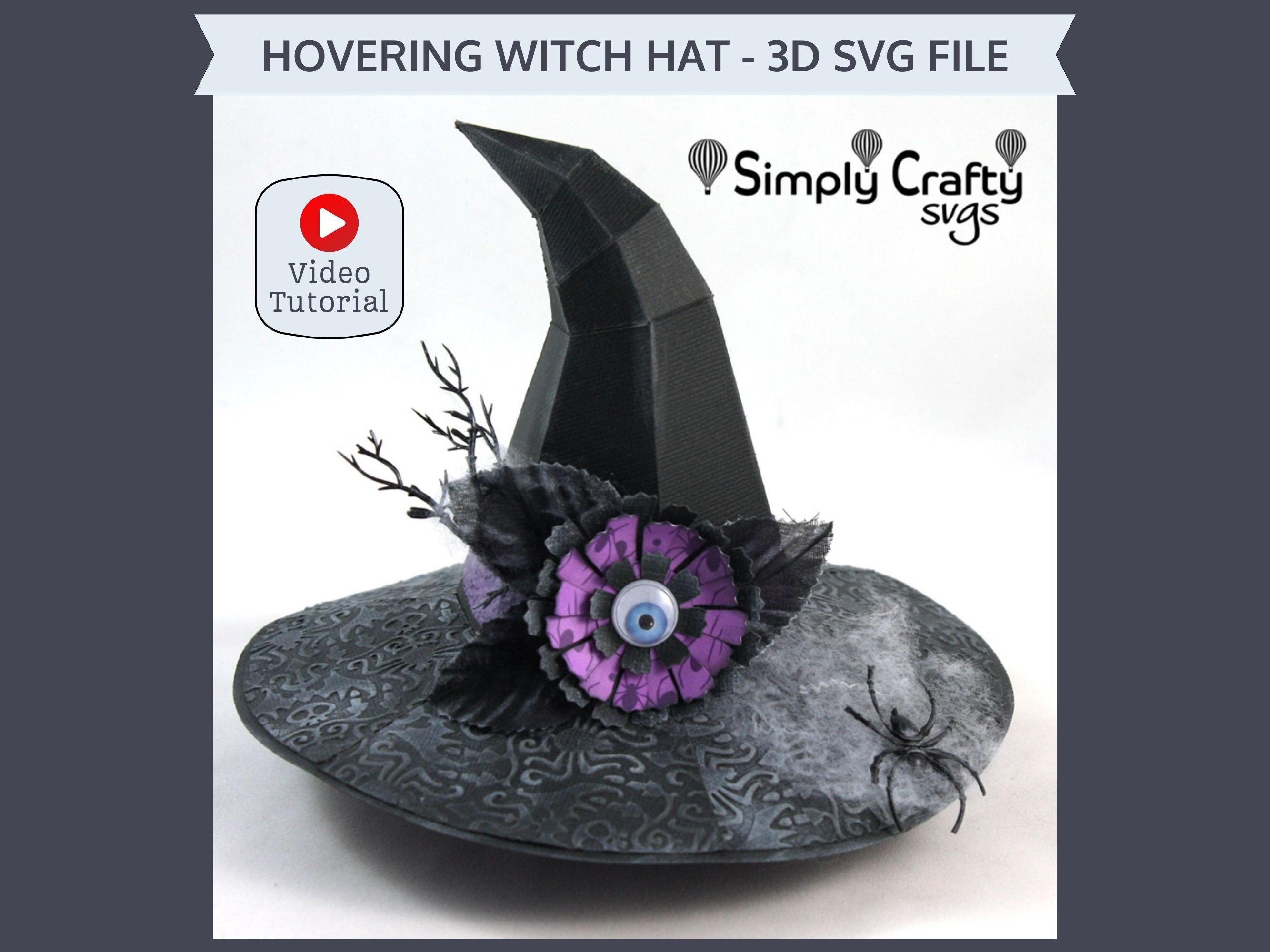 Hovering Witch Hat SVG File for Halloween. 3D Witch Hat - Etsy