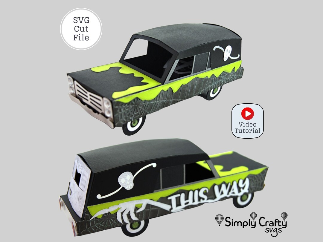 Haunted Hearse SVG. 3D Halloween SVG. 3D Paper Halloween Car. 3D Hearse ...
