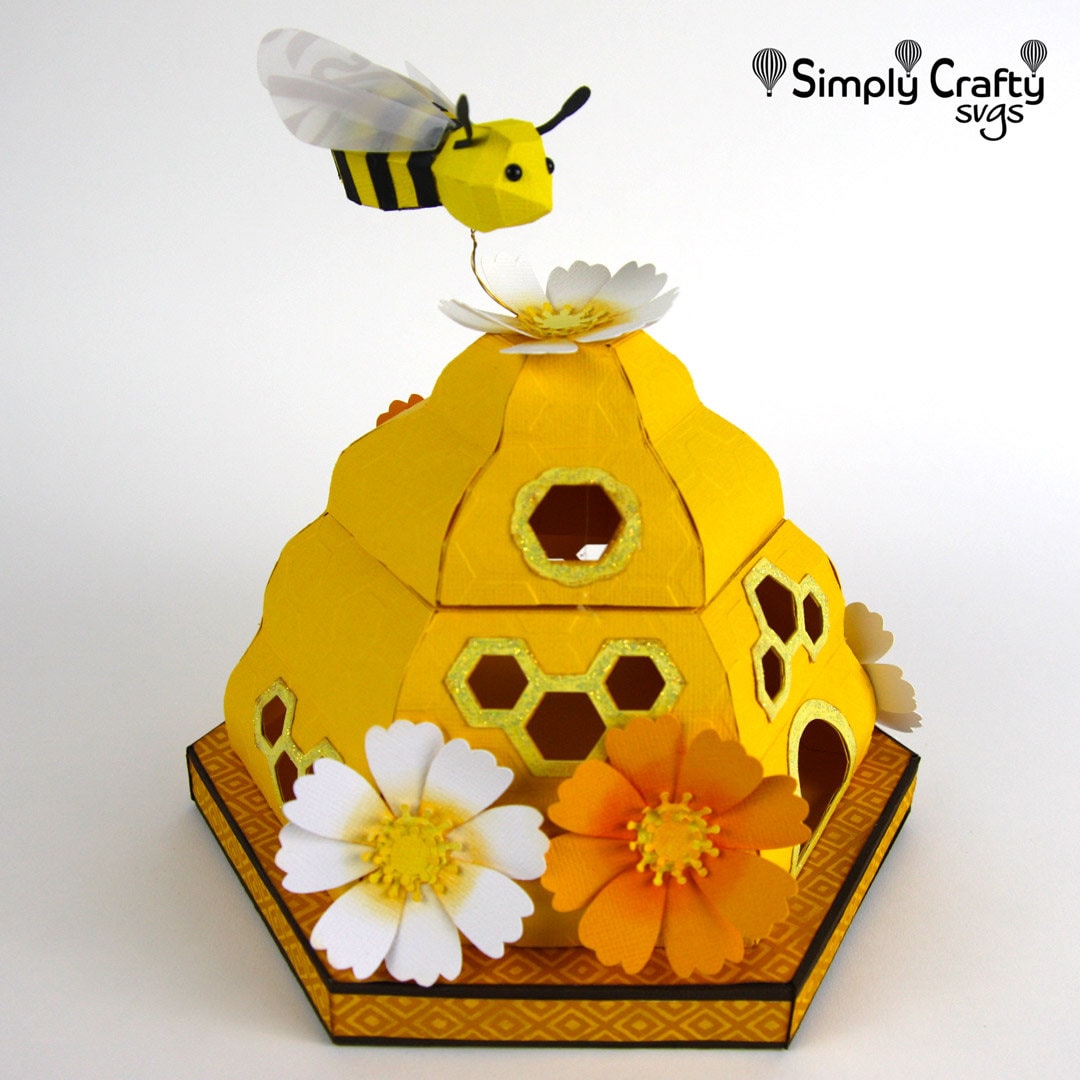 3D Bee Hive Box SVG. Bee Hive With Bee SVG Cutting File. Bee Hive ...