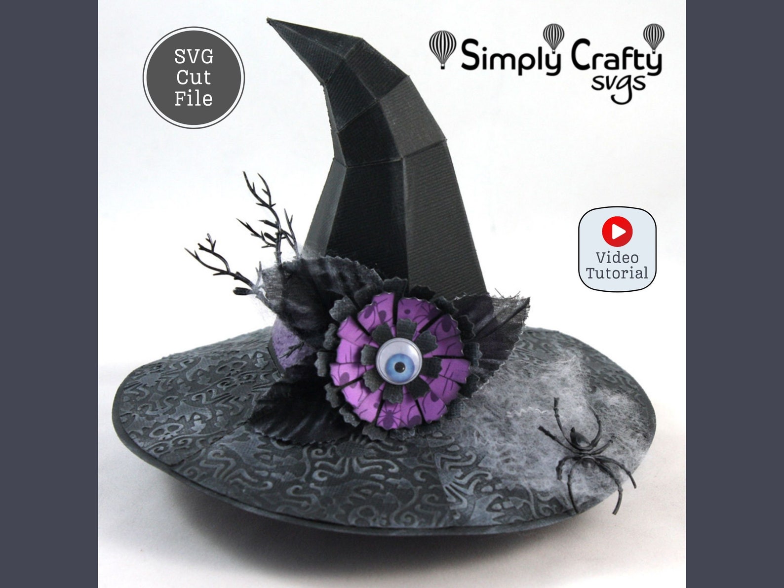 Hovering Witch Hat SVG File for Halloween. 3D Witch Hat Cutting File ...