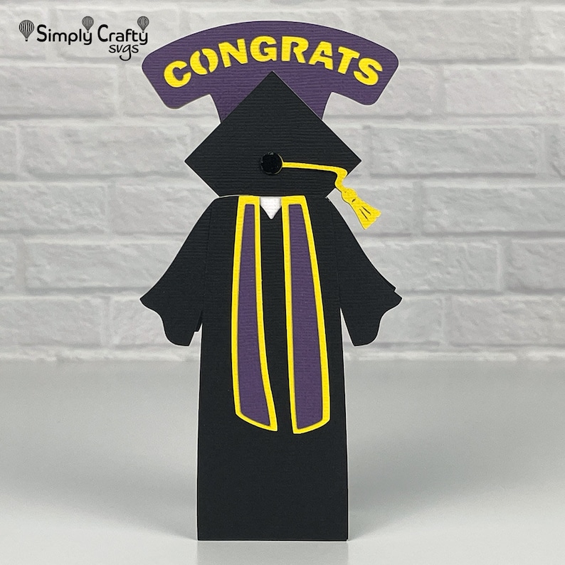 Graduation Cap and Gown Card SVG Cutting File. Graduation Time Box Card ...