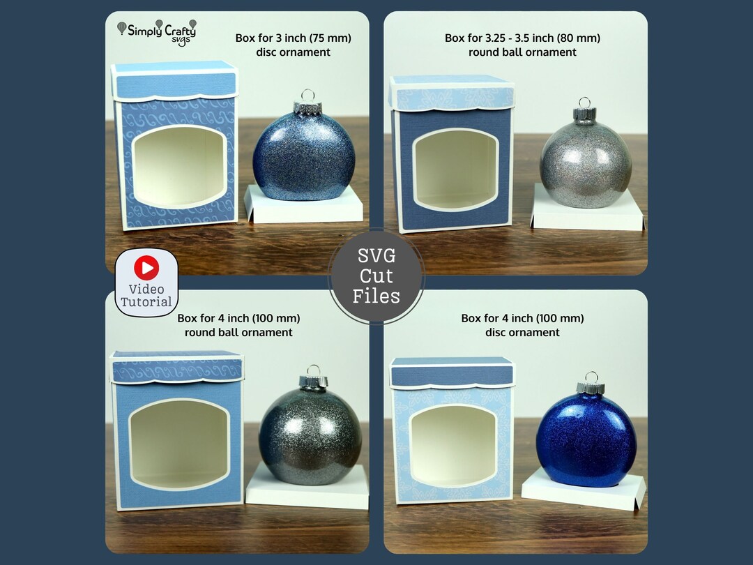Ornament Box SVG Bundle. Ornament Gift Box SVG Files for Round ...