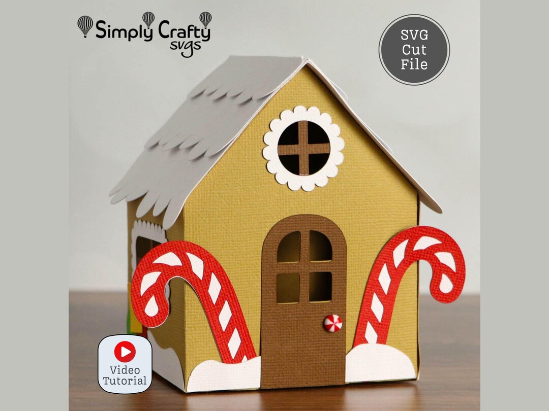 Gingerbread House Box SVG. 3D Gingerbread House Gift Box SVG Cutting ...
