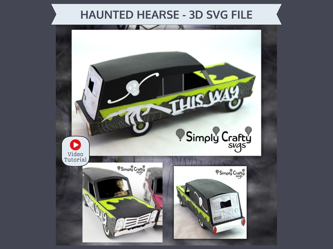 Haunted Hearse SVG. 3D Halloween SVG. 3D Paper Halloween Car. - Etsy