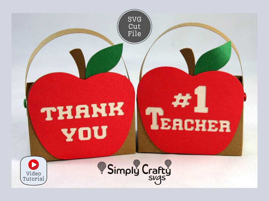 Teacher's Apple Bag SVG for Teacher's Appreciation Gift. DIY Apple Box ...