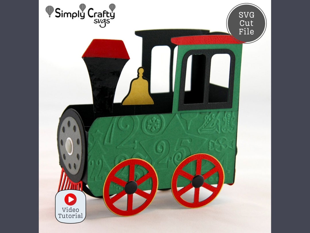 Christmas Train Card SVG. Train Box Card SVG. 3D Christmas Train Card ...
