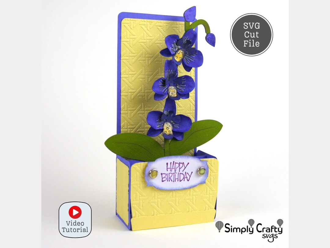 Orchid Box Card SVG. Flower Box Card Cutting File. Floral Card SVG ...