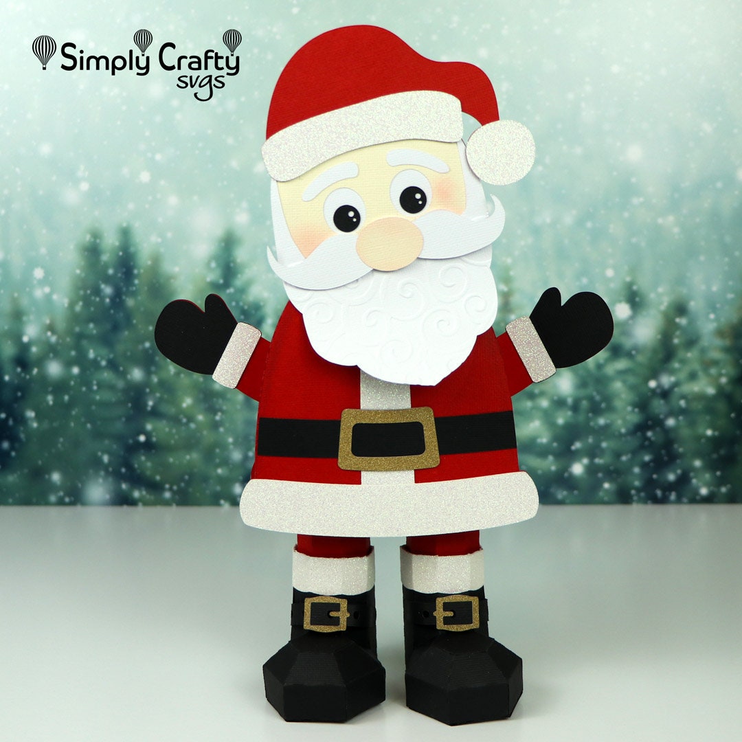 3D Santa Gift Box SVG for Cricut or Silhouette. Jolly Santa Box Cutting ...