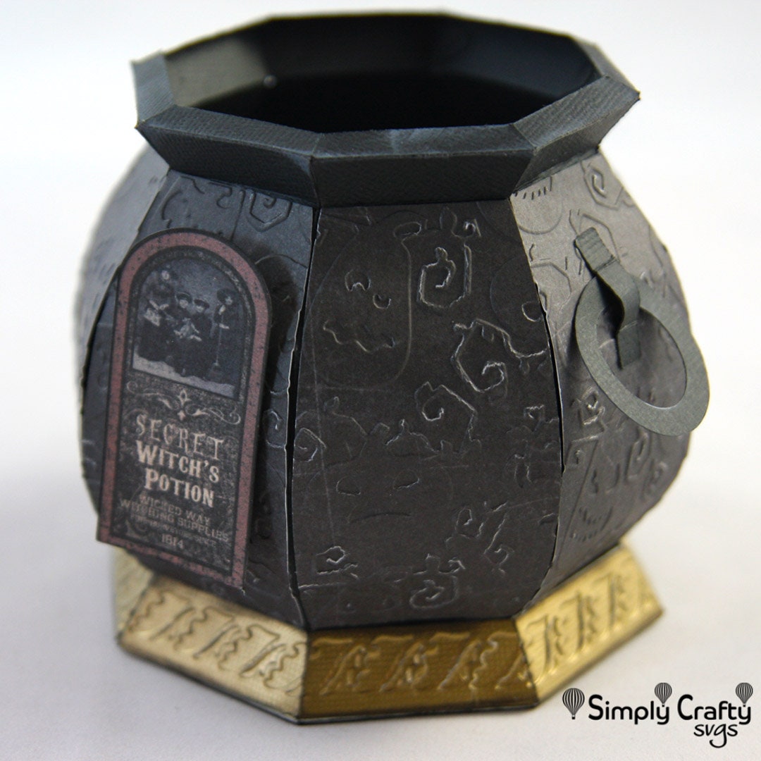 Witch's Cauldron SVG. 3D Paper Halloween Cauldron. 3D Halloween SVG ...