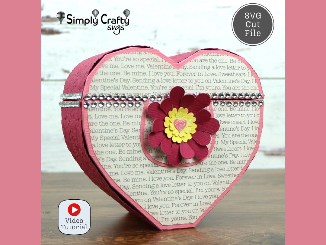 Valentine's Treasure Box SVG. 3D Heart Box SVG Cutting File. Valentine ...