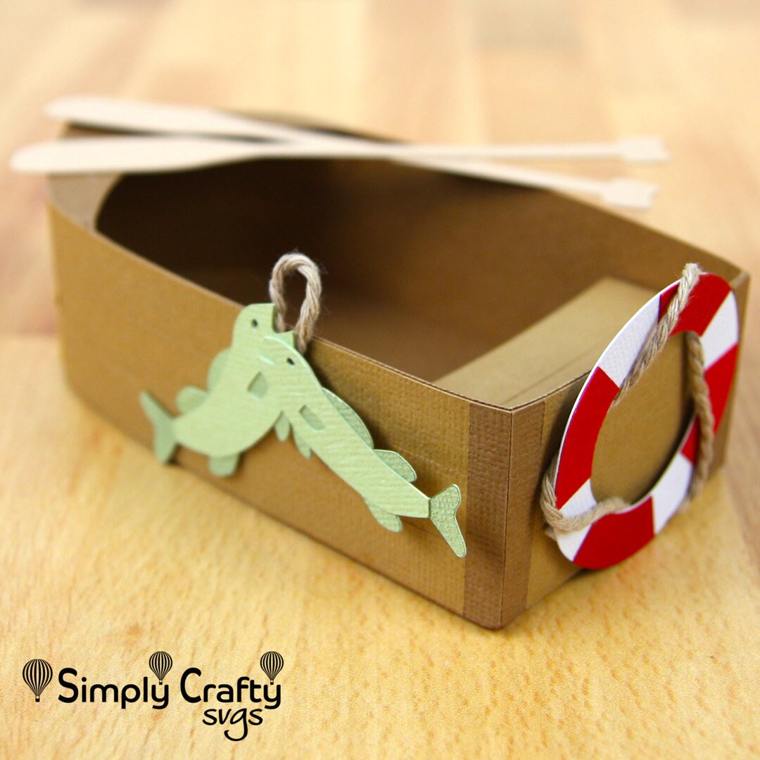 3D Fishing Boat Box SVG. Row Boat Gift Box Cutting File for Cricut or ...