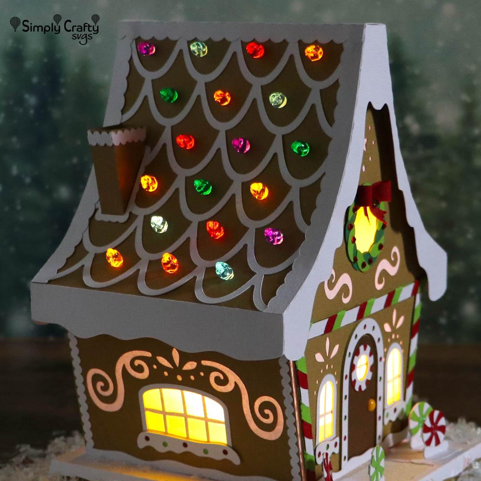 Glowing Gingerbread House SVG. 3D Light-up Gingerbread House SVG for ...