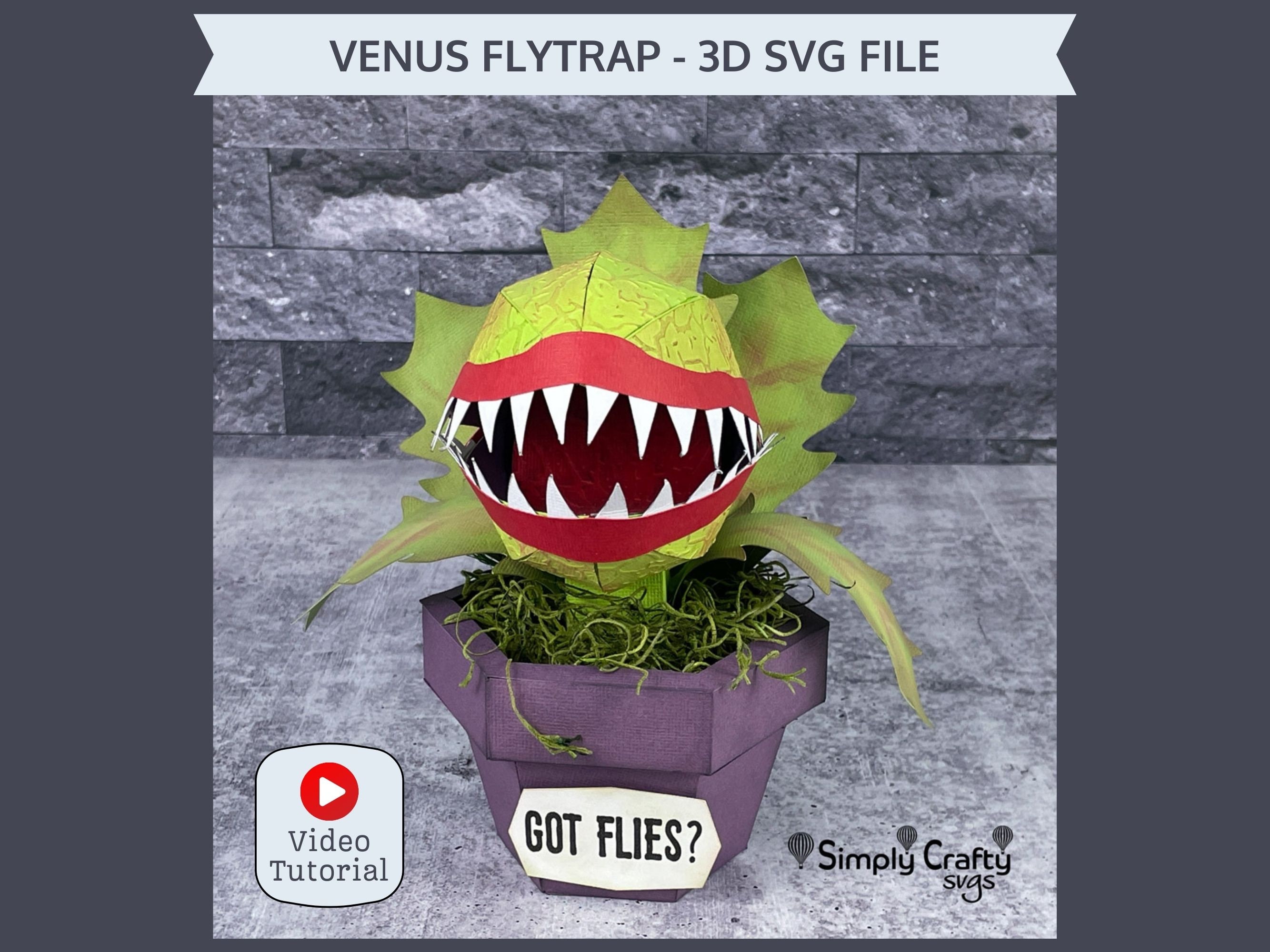 Venus Flytrap SVG File for Halloween. 3D SVG for Cricut and - Etsy