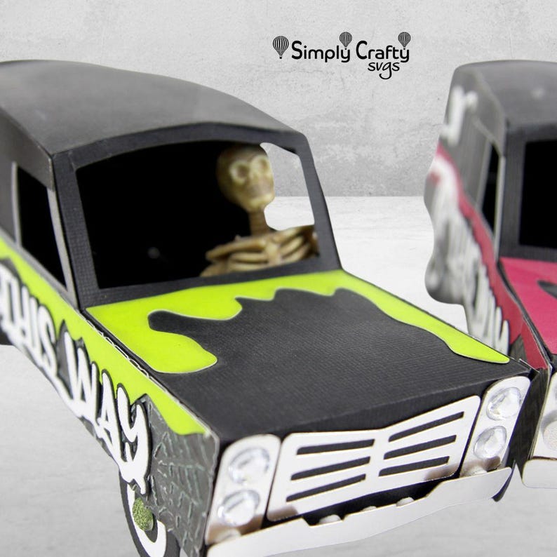 Haunted Hearse SVG. 3D Halloween SVG. 3D Paper Halloween Car. 3D Hearse ...
