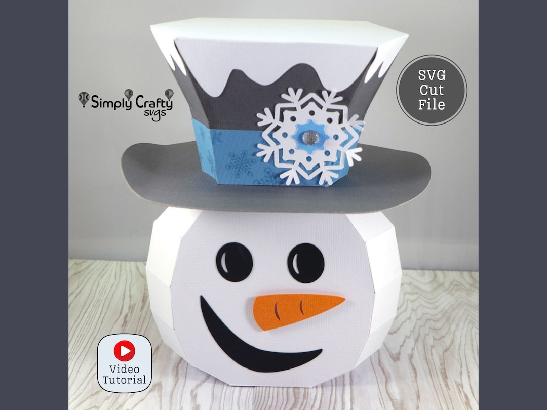Snowman Box SVG for Christmas. Cheerful Snowman Box SVG. 3D Paper ...