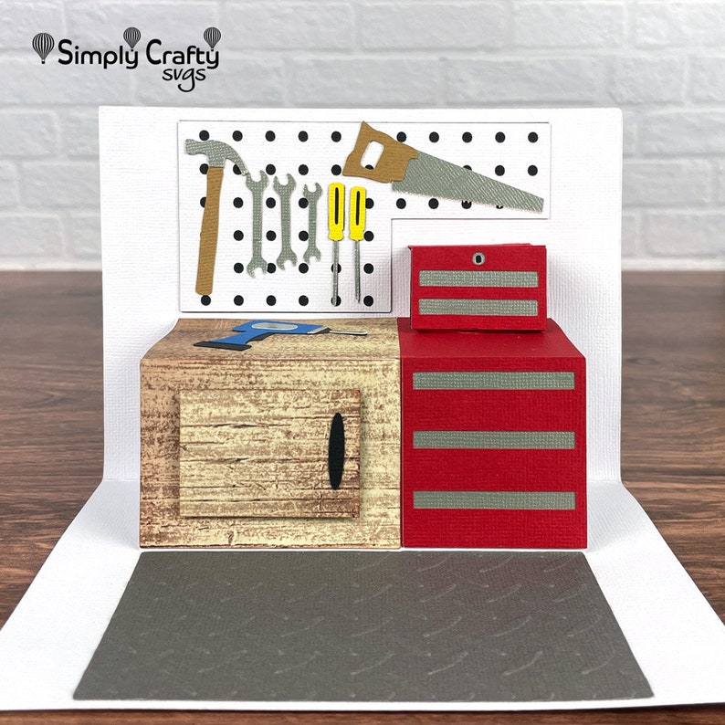 Garage Workshop Popup Card SVG. DIY Father's Day Popup Card With ...