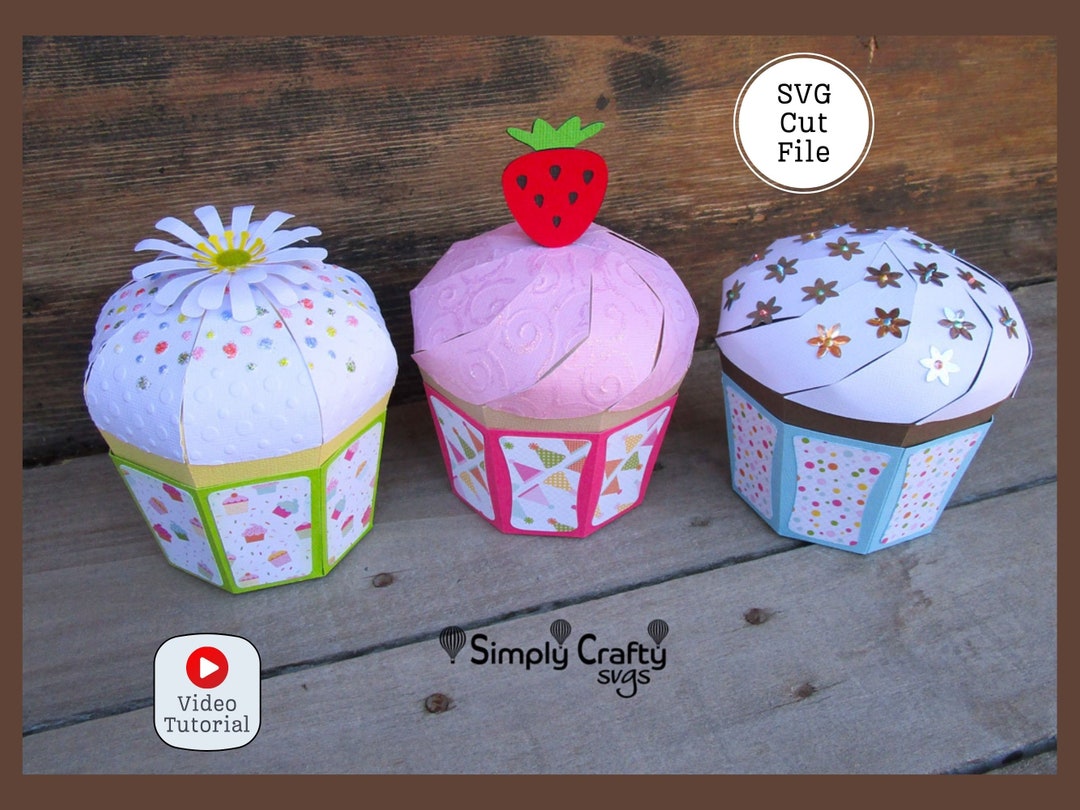 3D Cupcake Box SVG. Cupcake Gift Box Template for Cricut or Silhouette ...