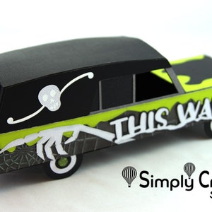 Haunted Hearse SVG. 3D Halloween SVG. 3D Paper Halloween Car. 3D Hearse Papercraft. DIY ...
