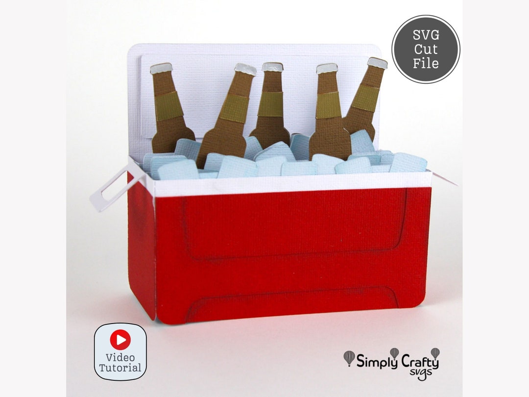 Ice Cooler Card SVG. Ice Cooler With Bottles Box Card SVG Cutting File ...