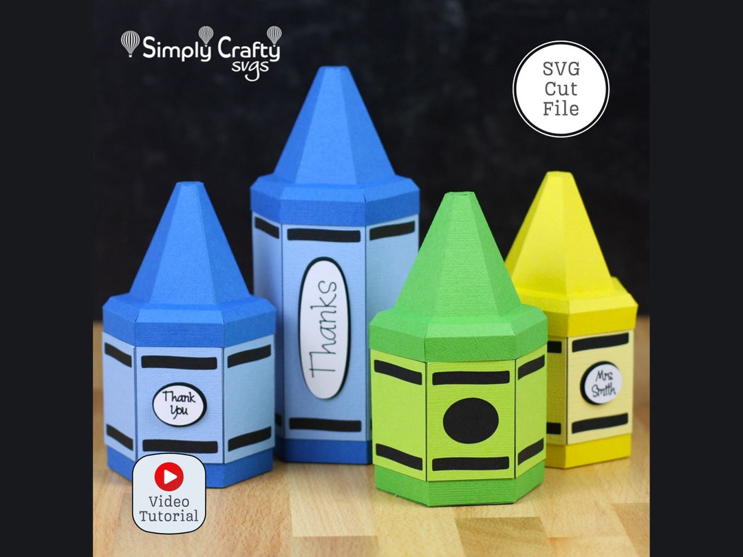 3D Crayon Box SVG. Crayon Gift Box Template for Cricut or Silhouette ...
