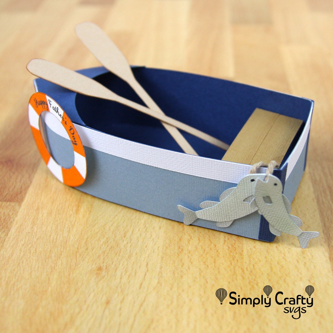 3D Fishing Boat Box SVG. Row Boat Gift Box Cutting File for Cricut or ...