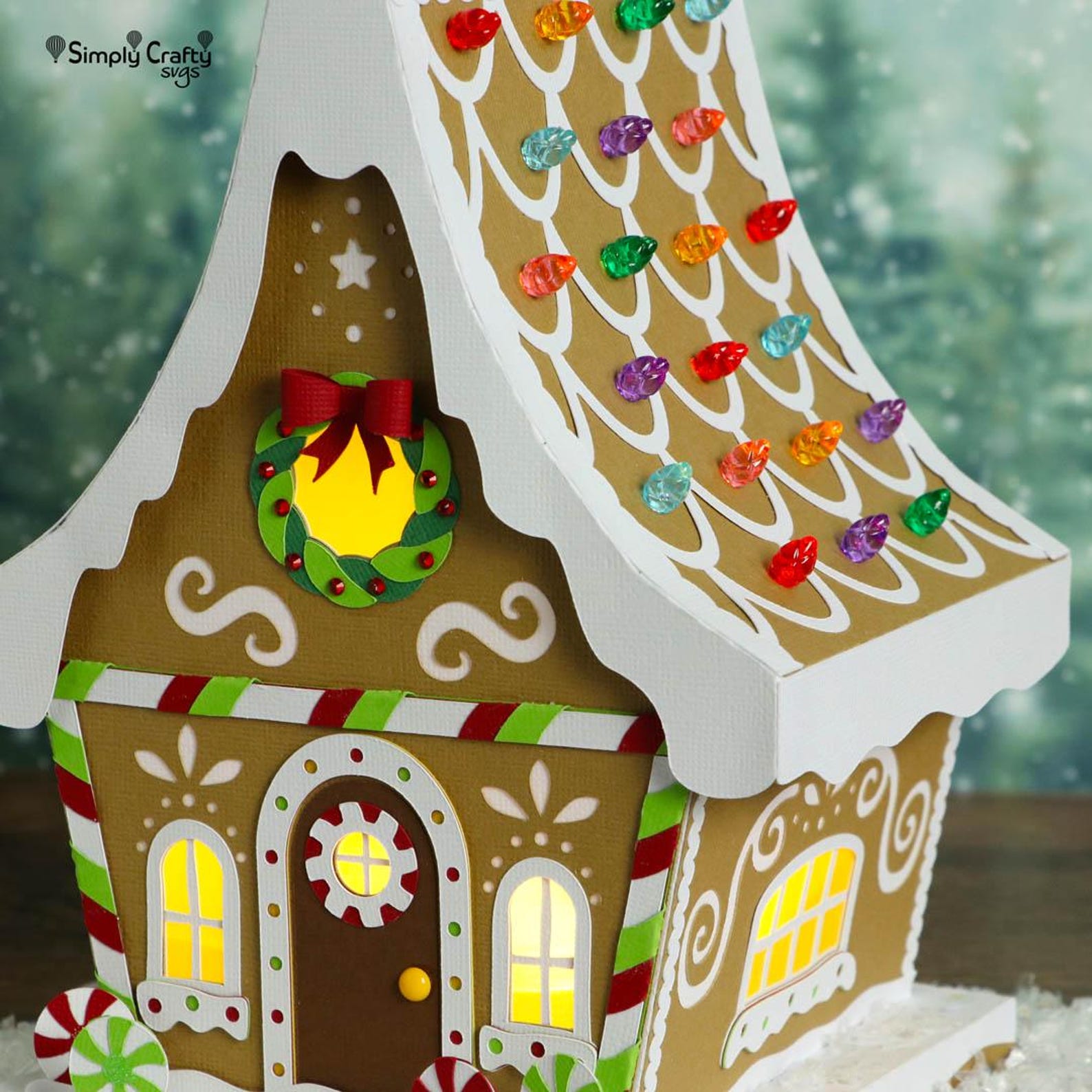 Glowing Gingerbread House SVG. 3D Light-up Gingerbread House SVG for ...