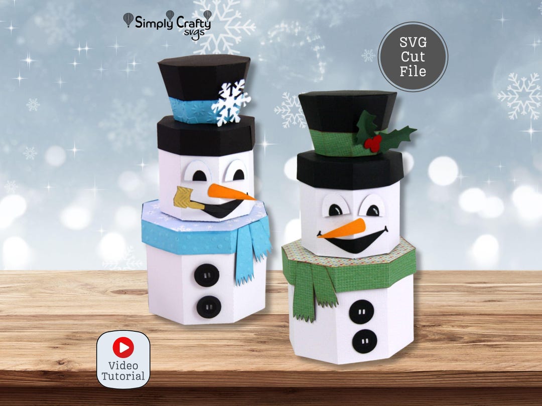 Snowman Stacking Box Set SVG. DIY Stacking Snowman Gift Box Cutting ...