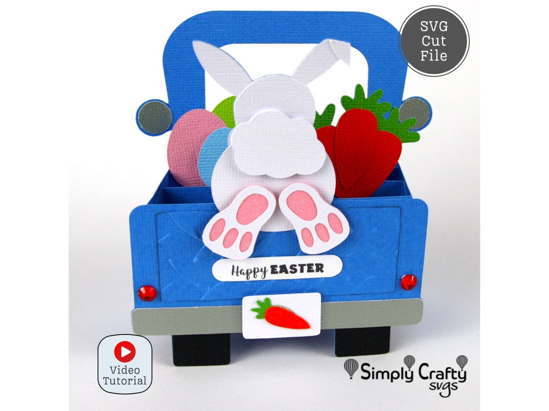 Easter Bunny Truck Card SVG Cutting File for Cricut, Silhouette or ...