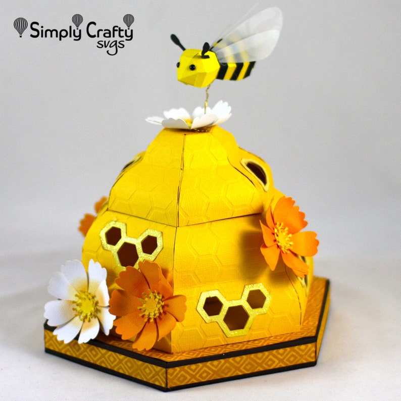 3D Bee Hive Box SVG. Bee Hive With Bee SVG Cutting File. Bee Hive ...