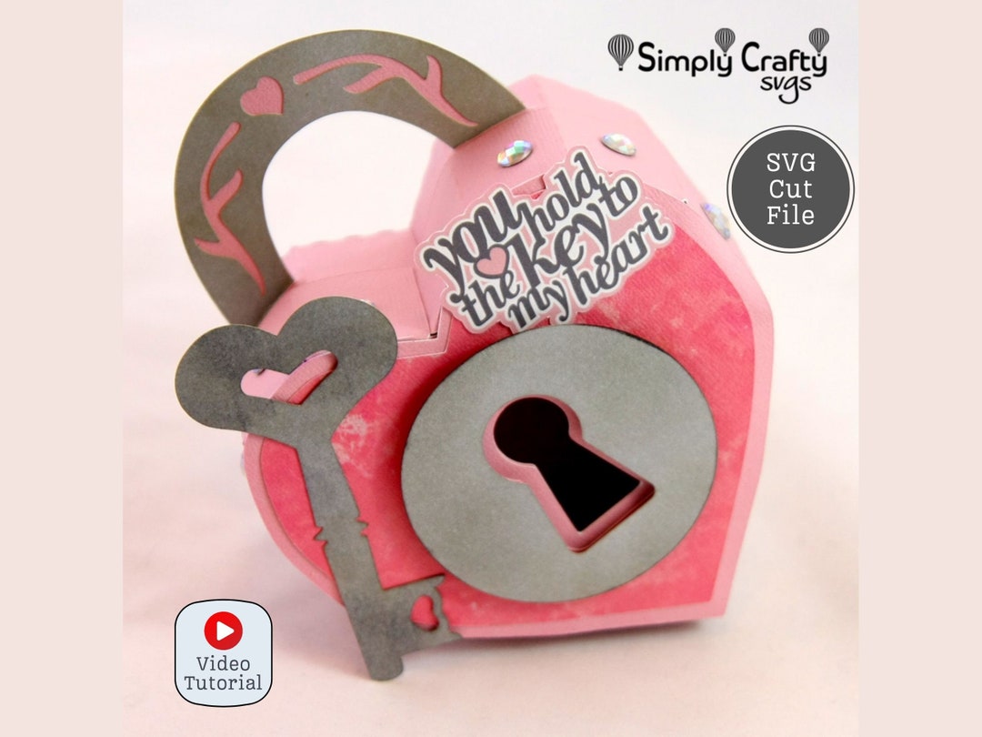 3D Heart Lock Box SVG for Valentine's Day. DIY Paper Gift Heart Box ...
