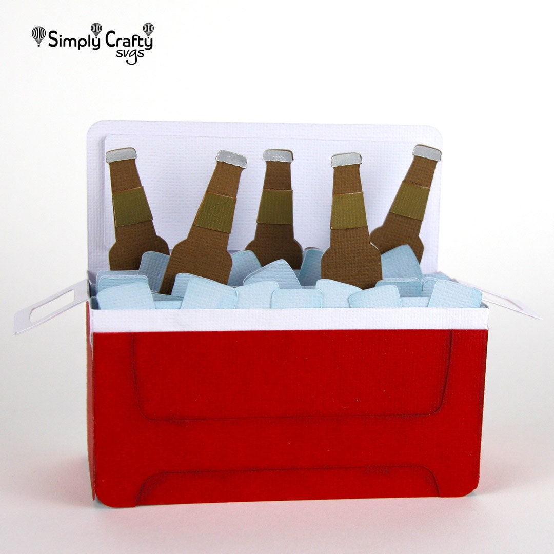 Ice Cooler Card SVG. Ice Cooler With Bottles Box Card SVG Cutting File ...