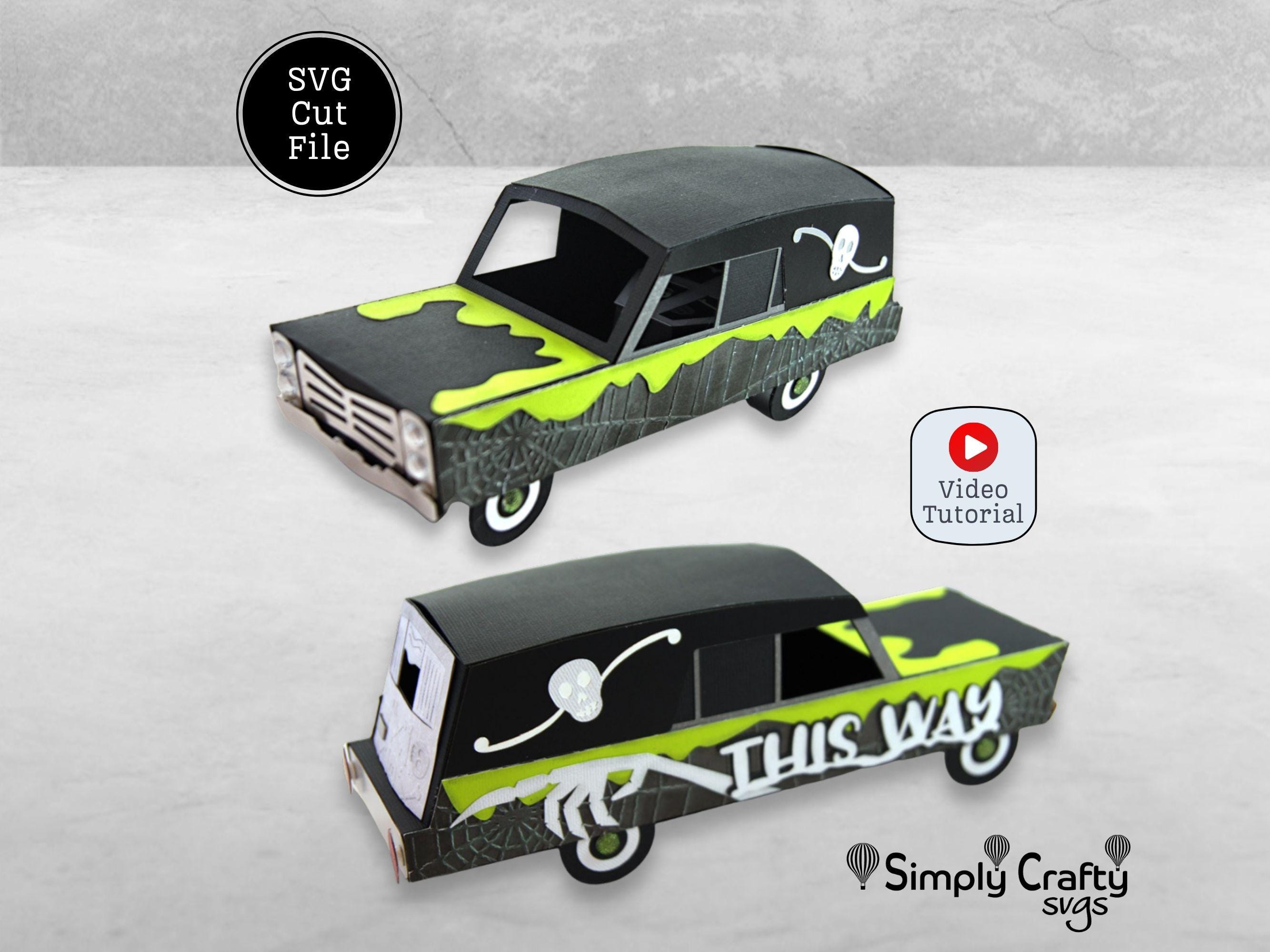 Haunted Hearse SVG. 3D Halloween SVG. 3D Paper Halloween Car. 3D Hearse ...