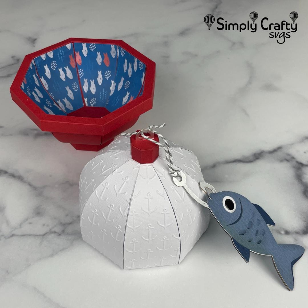 Fishing Bobber Box SVG. 3D Fishing Gift Box SVG Cut File for Cricut or ...