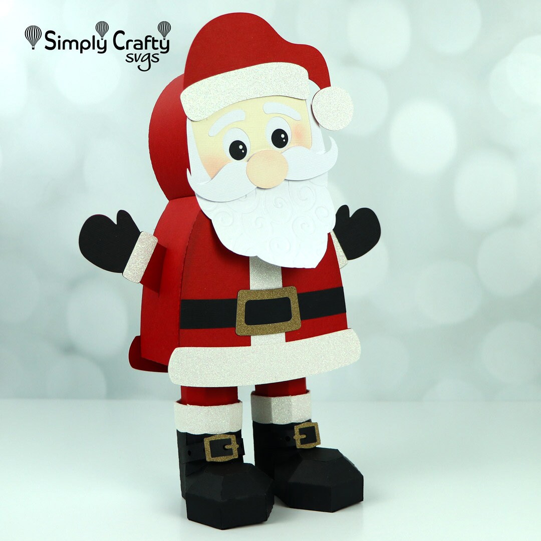3D Santa Gift Box SVG for Cricut or Silhouette. Jolly Santa Box Cutting ...
