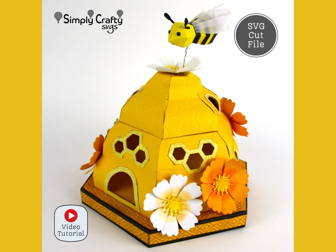 3D Bee Hive Box SVG. Bee Hive With Bee SVG Cutting File. Bee Hive ...