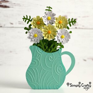 Pitcher of Flowers Card SVG. Flower Box Card Cutting File. Floral Card ...