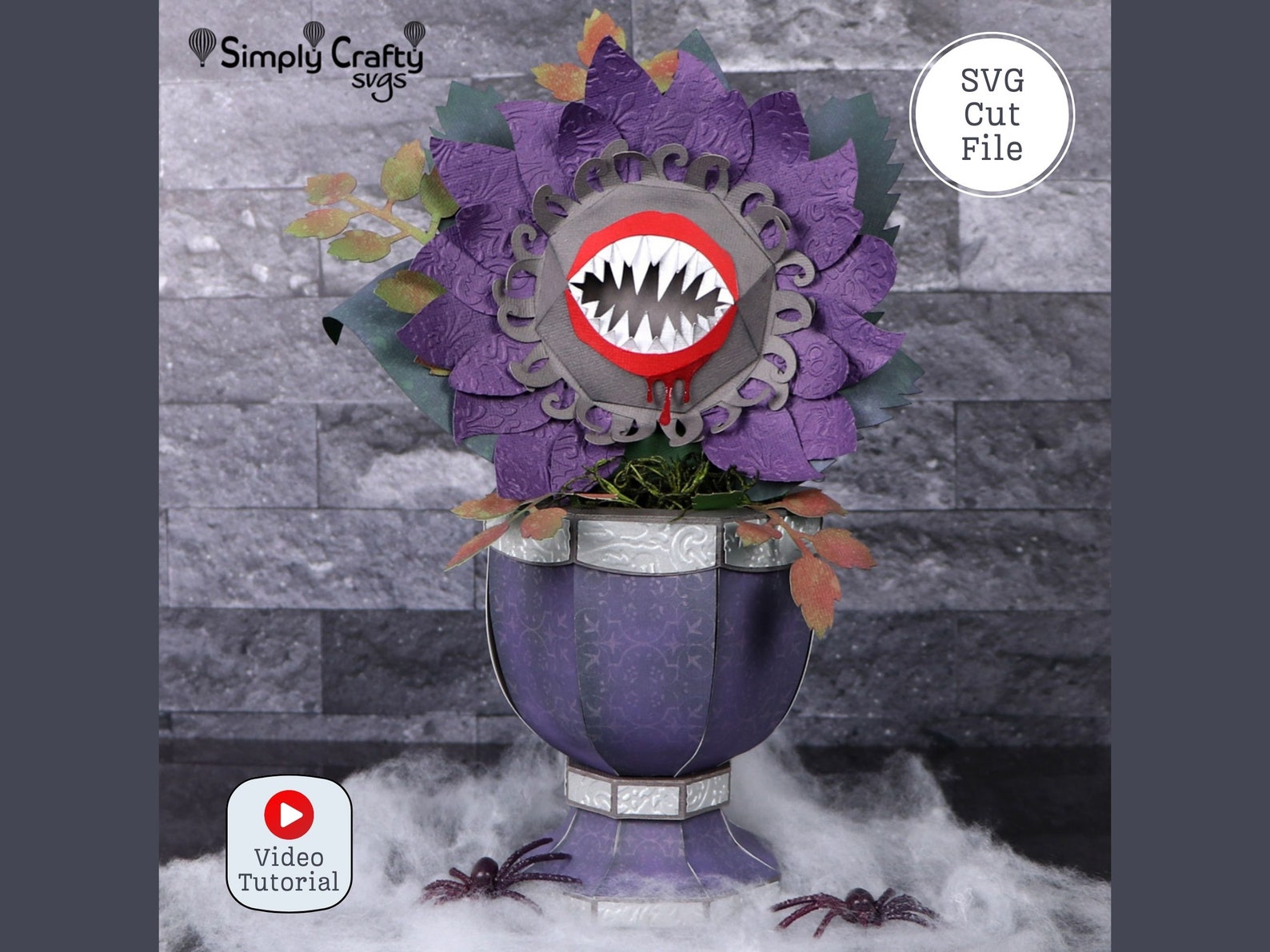 Frightful Flower SVG File for Halloween. 3D Halloween SVG. Scary Flower ...