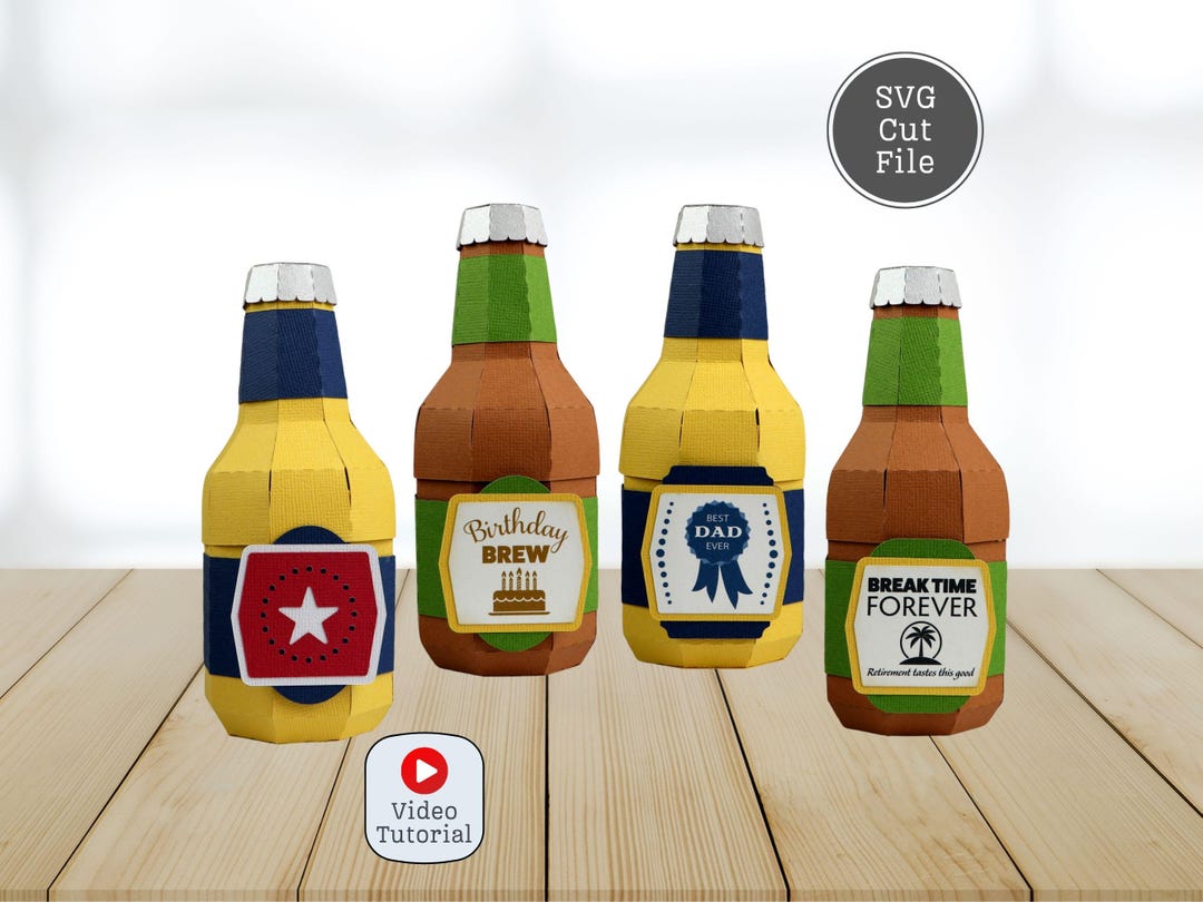Beer Bottle Box SVG. 3D Beer Bottle SVG for Cricut or Silhouette. DIY ...