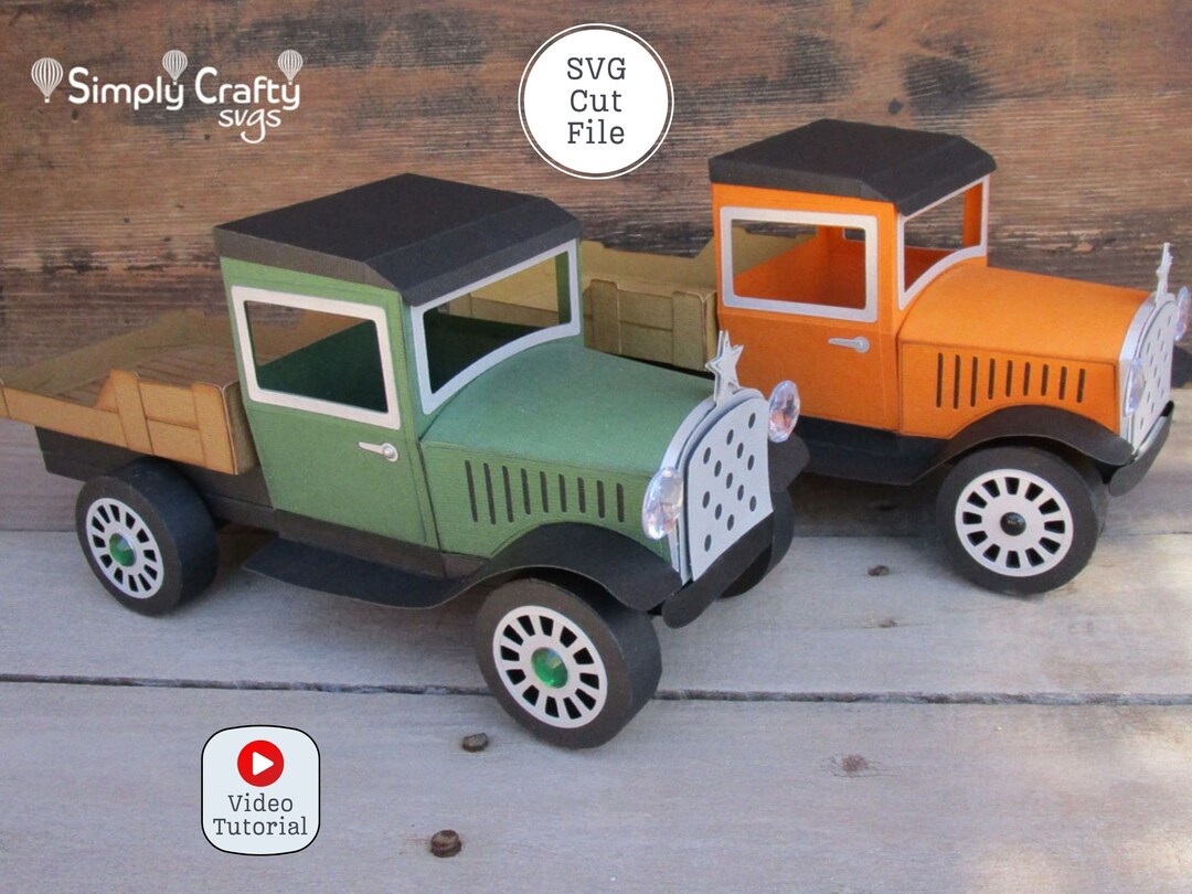 Vintage Flatbed Truck SVG File. 3D Truck SVG. 3D Truck Template. 3D ...