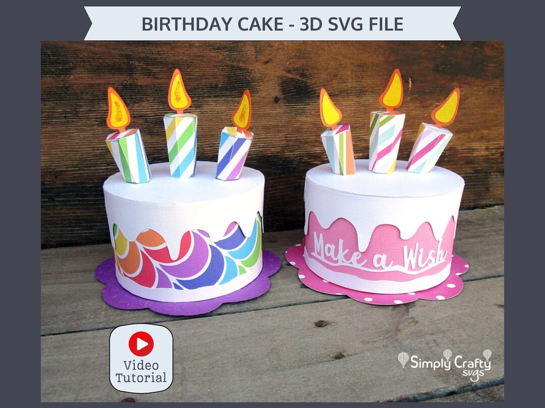 Birthday Cake SVG. 3D Cake SVG Papercraft. 3D Cake Template. - Etsy