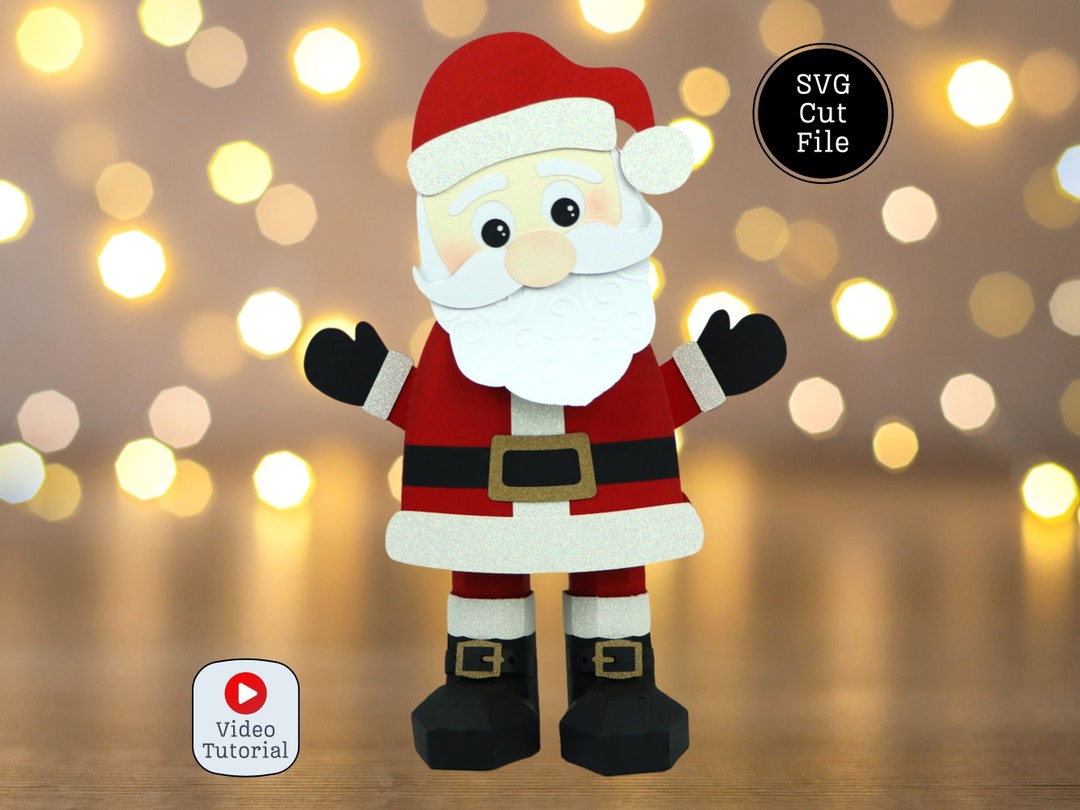 3D Santa Gift Box SVG for Cricut or Silhouette. Jolly Santa Box Cutting ...