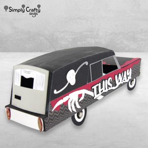 Haunted Hearse SVG. 3D Halloween SVG. 3D Paper Halloween Car. 3D Hearse Papercraft. DIY ...