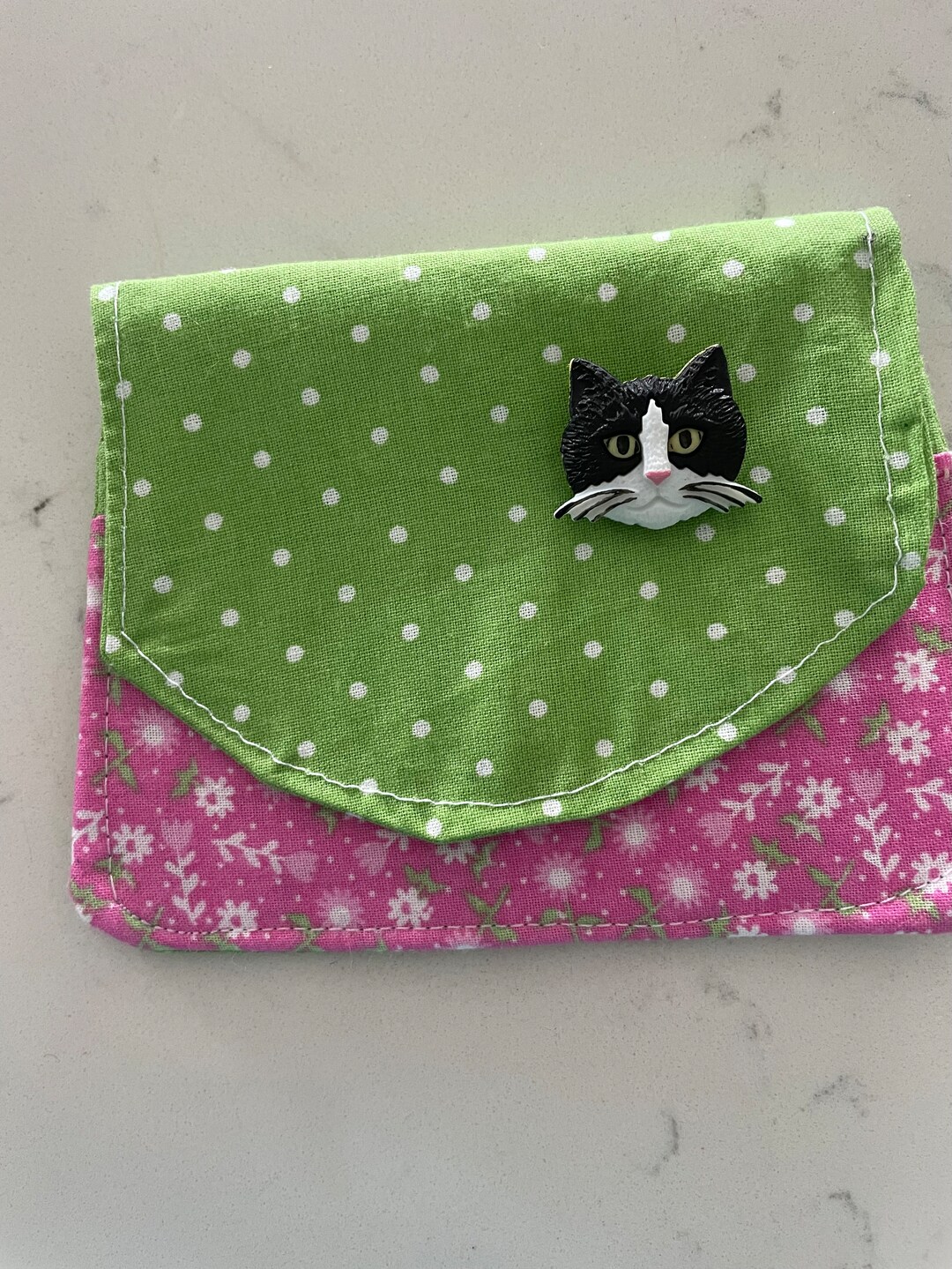 Handmade Fabric Coin Purse: Snap Closure Wallet With Cat Accent - Etsy