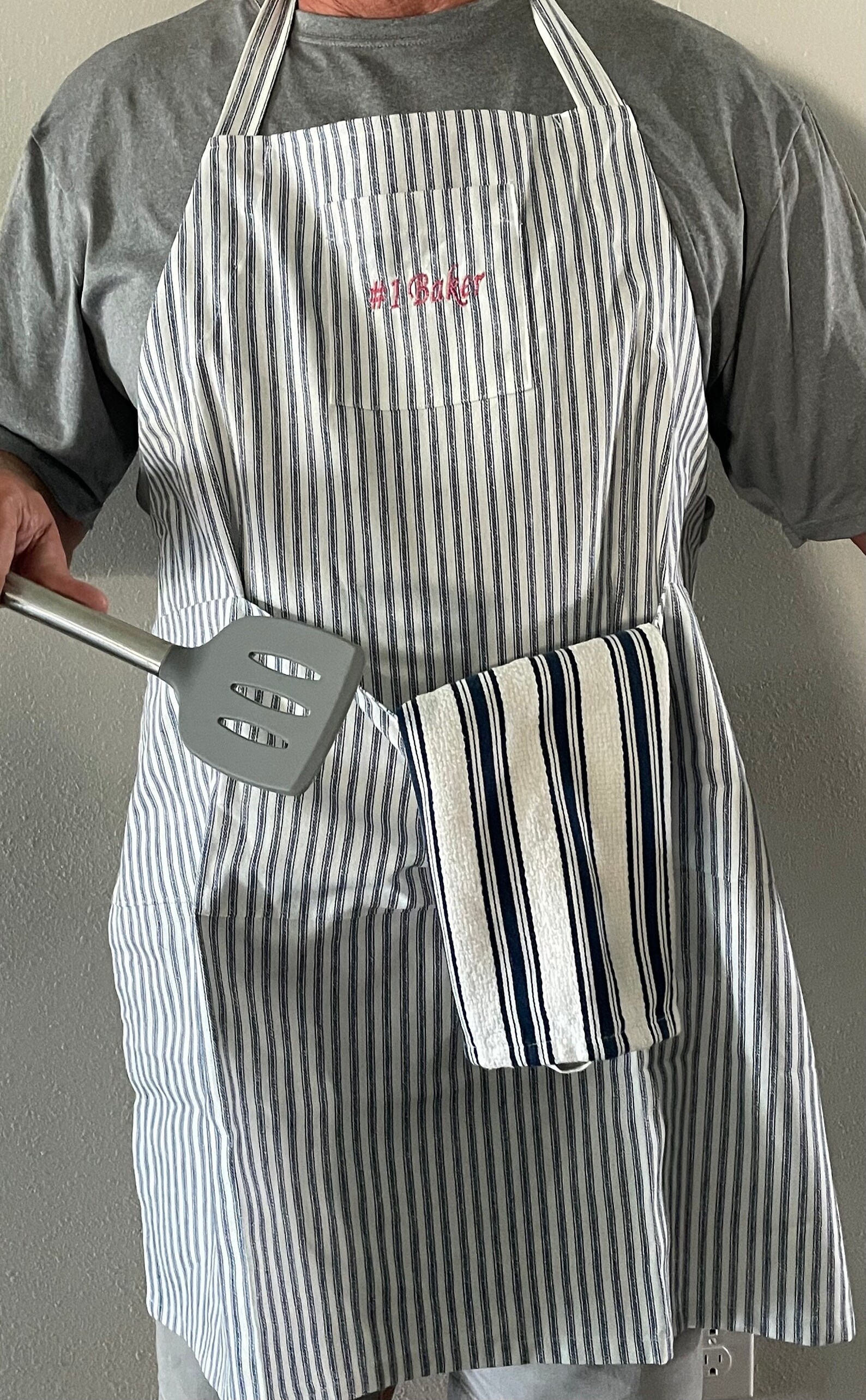 Personalized Navy Stripe Apron: Chef, Baker, Grilling Gift - Etsy