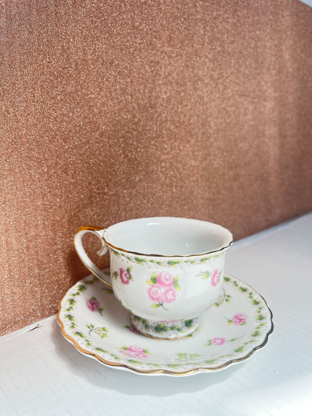 Pink Rose Coquette Style Teacup With Saucer. - Etsy