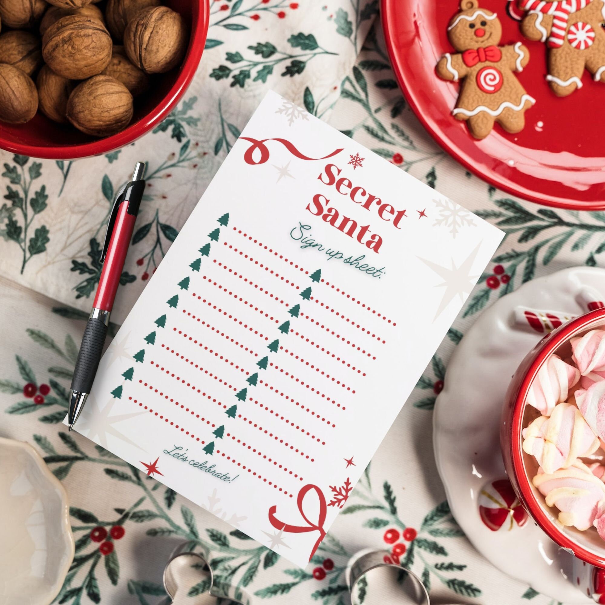 Secret Santa Printable Gift Exchange Sign up Sheet, Gift Exchange Sign ...