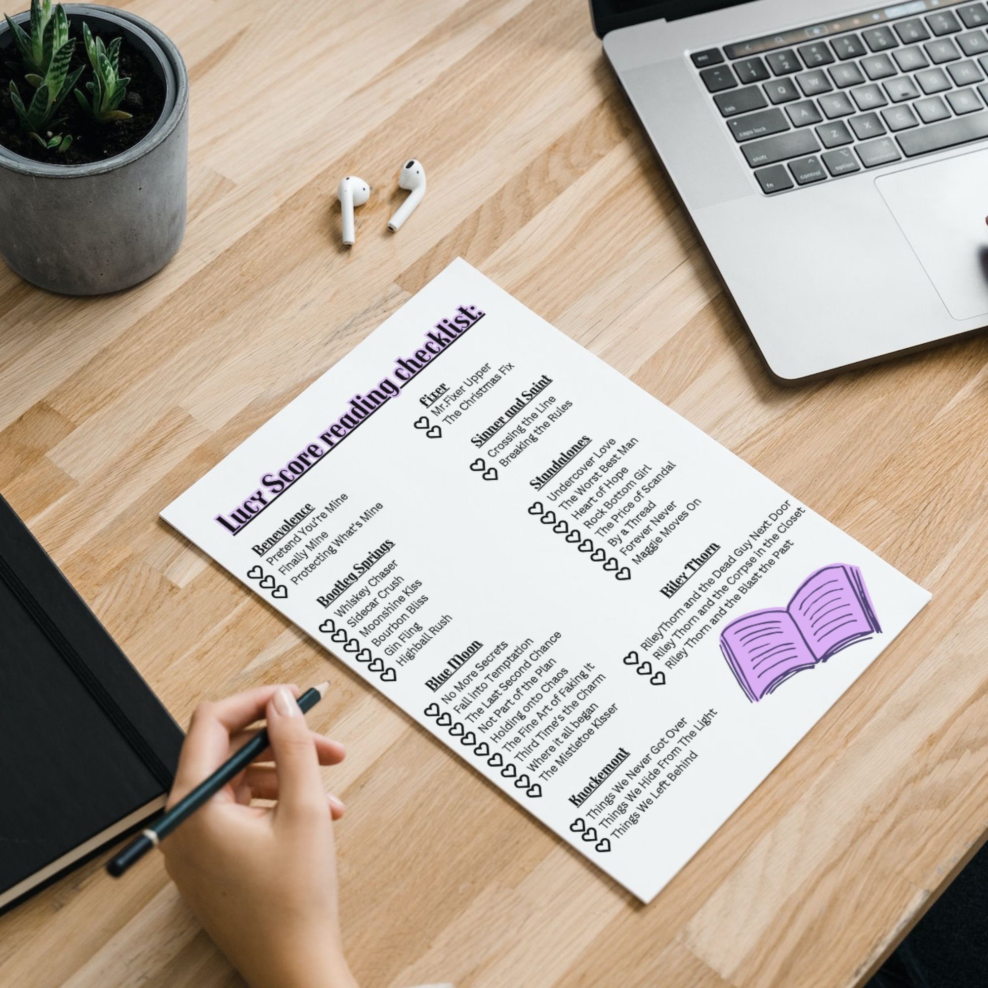 Lucy Score Purple Reading Checklist Printable, Lucy Score Romance ...