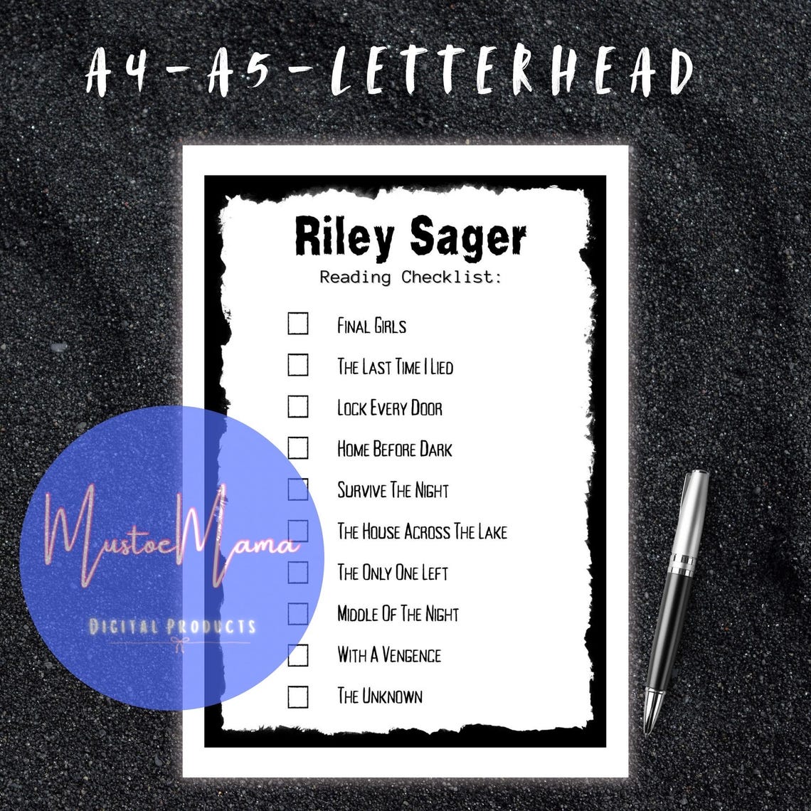 Riley Sager Reading Checklist, Thriller Author Reading Tracker, Riley ...