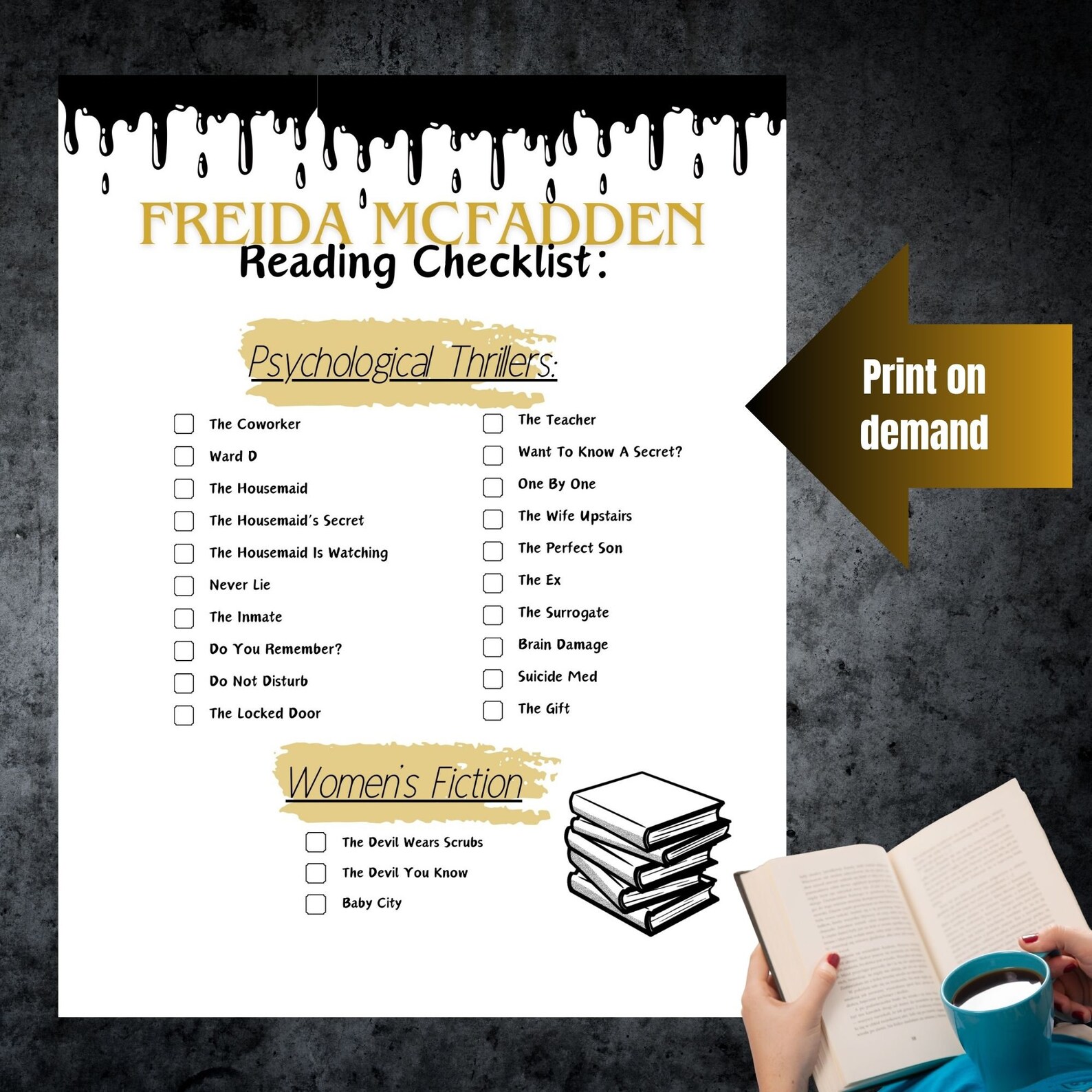 Freida Mcfadden Thriller Book Checklist Pdf, Printable Reader Tracker ...